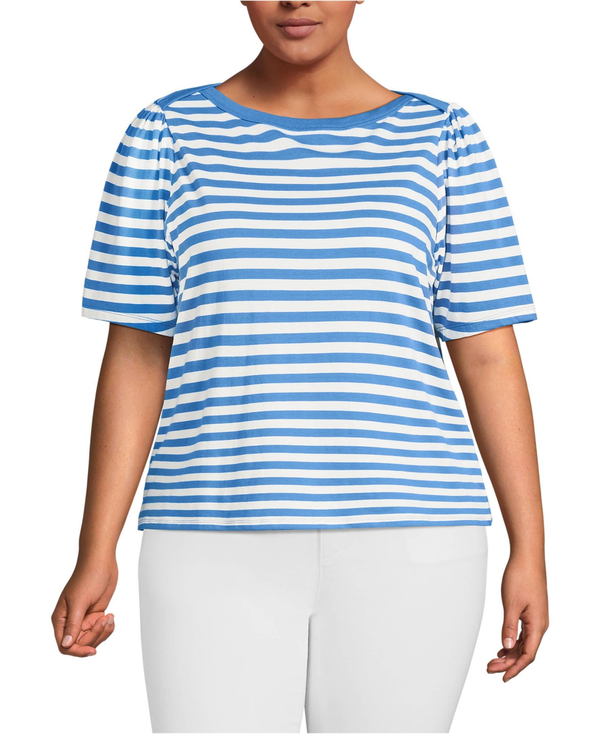 Click here for Lands End Plus Size Elbow Sleeve Supima Cotton Boa... prices