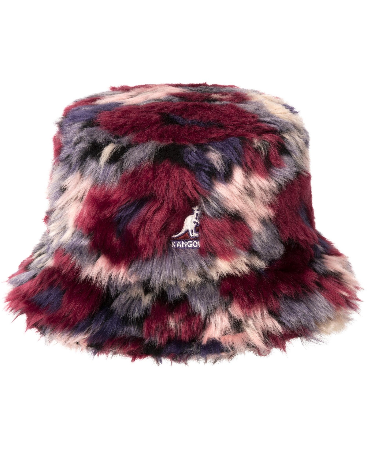 Click here for Kangol Faux Fur Bucket Hat - Purple multi camo flo... prices
