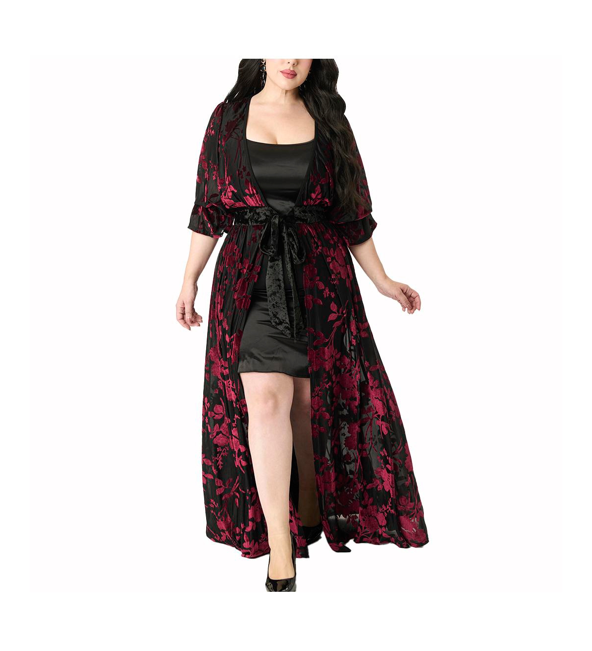 Click here for Unique Vintage Plus Size Floral Velvet Burnout Dus... prices