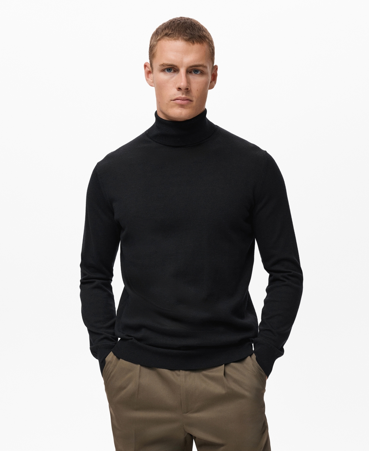 Click here for Mango Mens Wool Turtleneck Sweater - Black prices