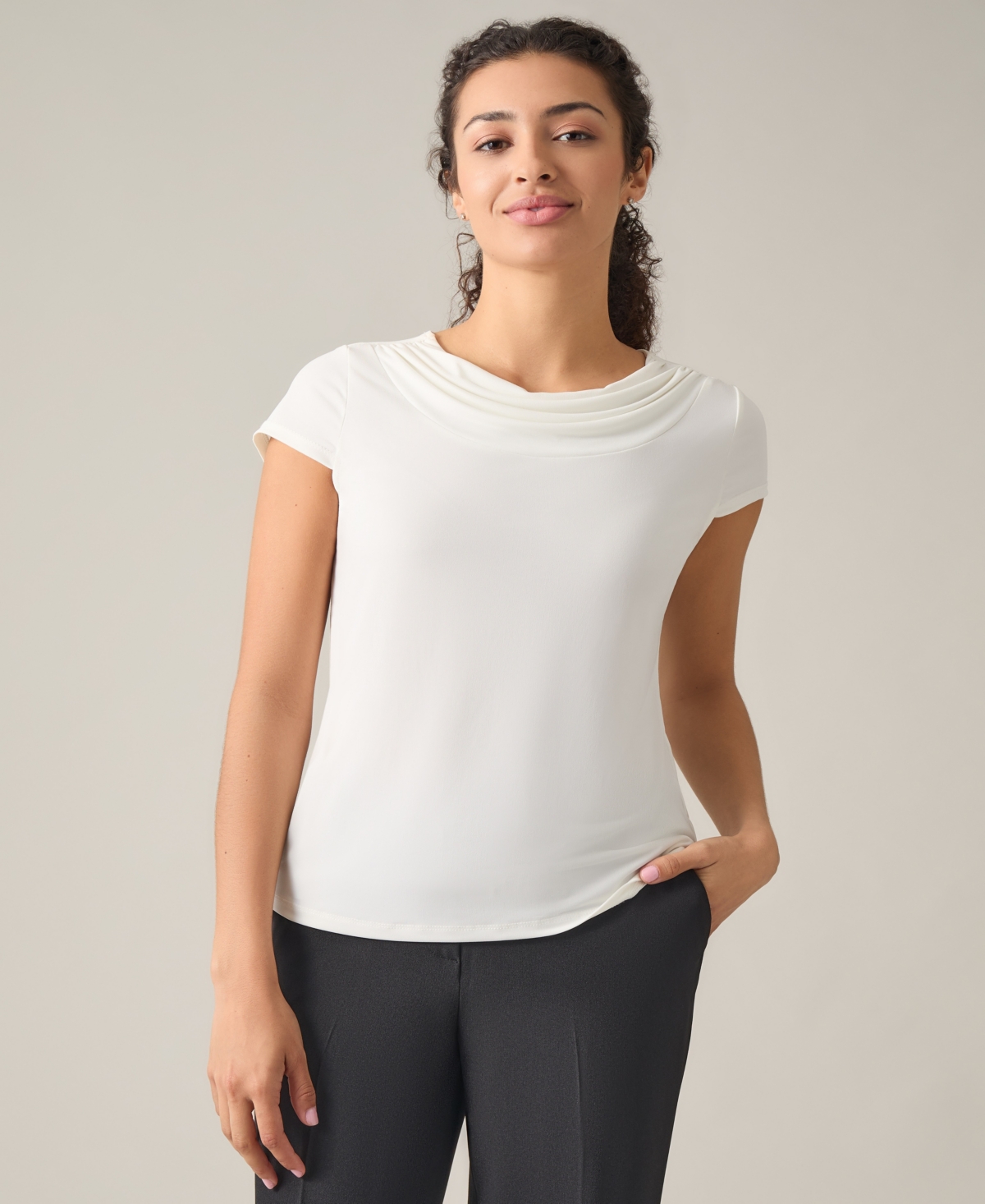 Click here for Kasper Womens Regular & Petite Cowl Neck Cap Sleev... prices