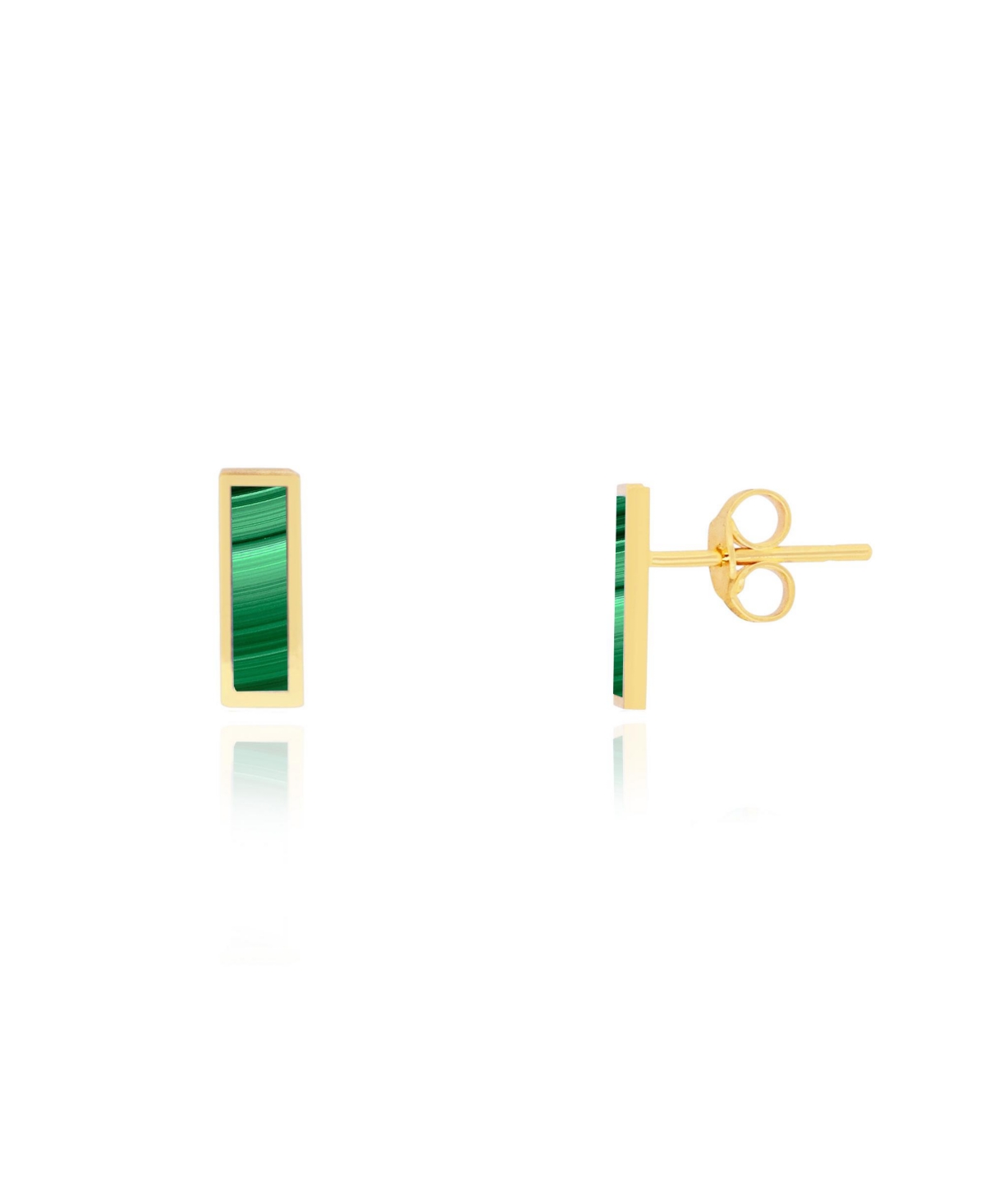 Click here for The Lovery Malachite Bar Stud Earrings 14K Gold -... prices