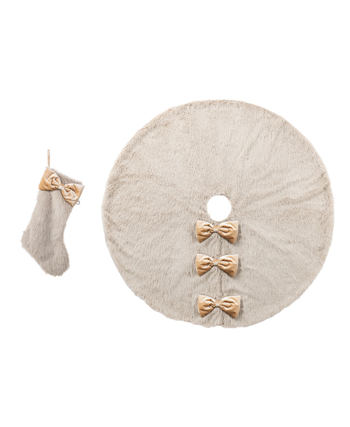 Click here for Glitzhome Faux Fox Fur Christmas Tree Skirt and St... prices