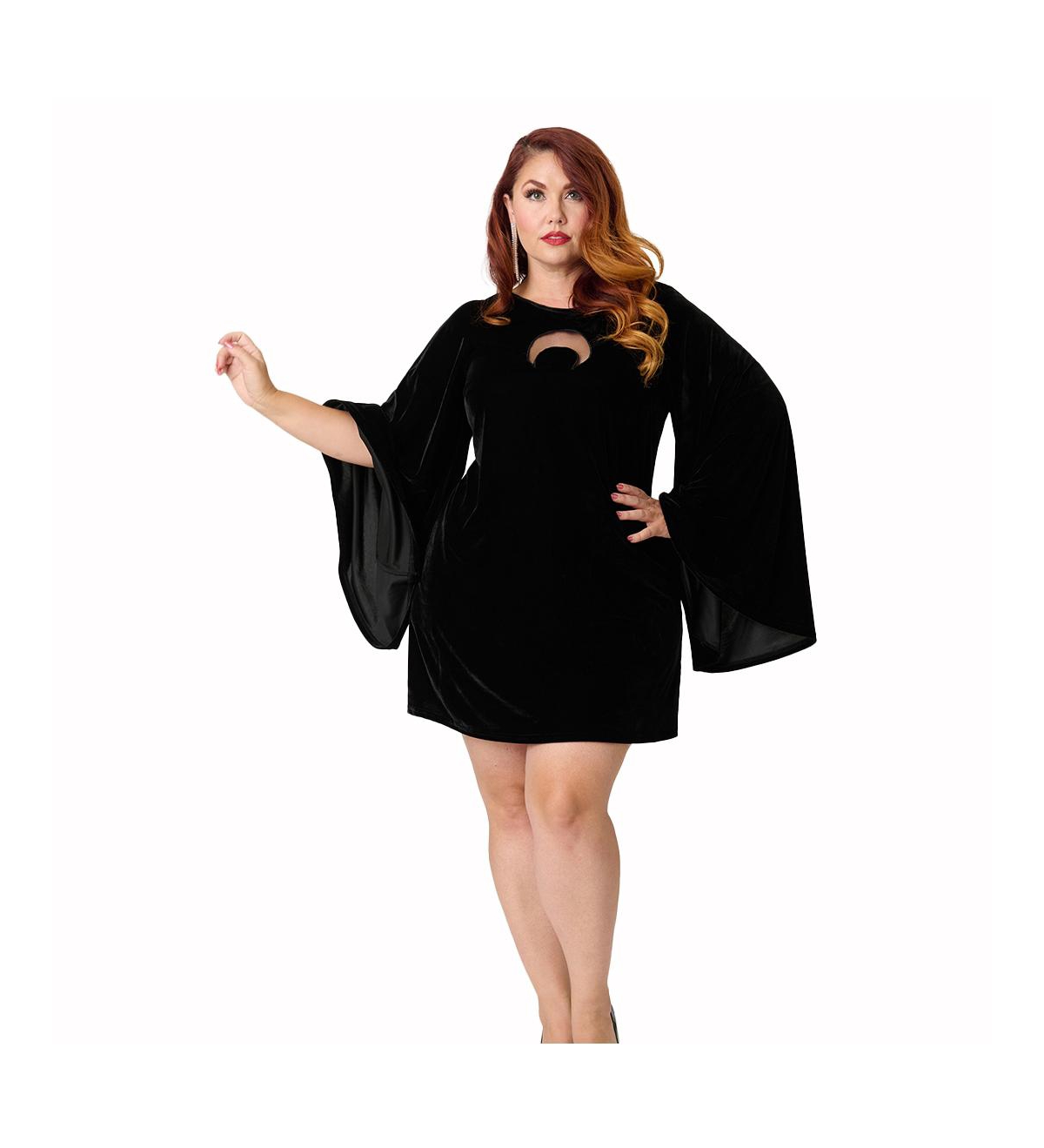 Smak Parlour Plus Size Angel Sleeve Downtown Scene Mini Fit & Flare Dress - Black