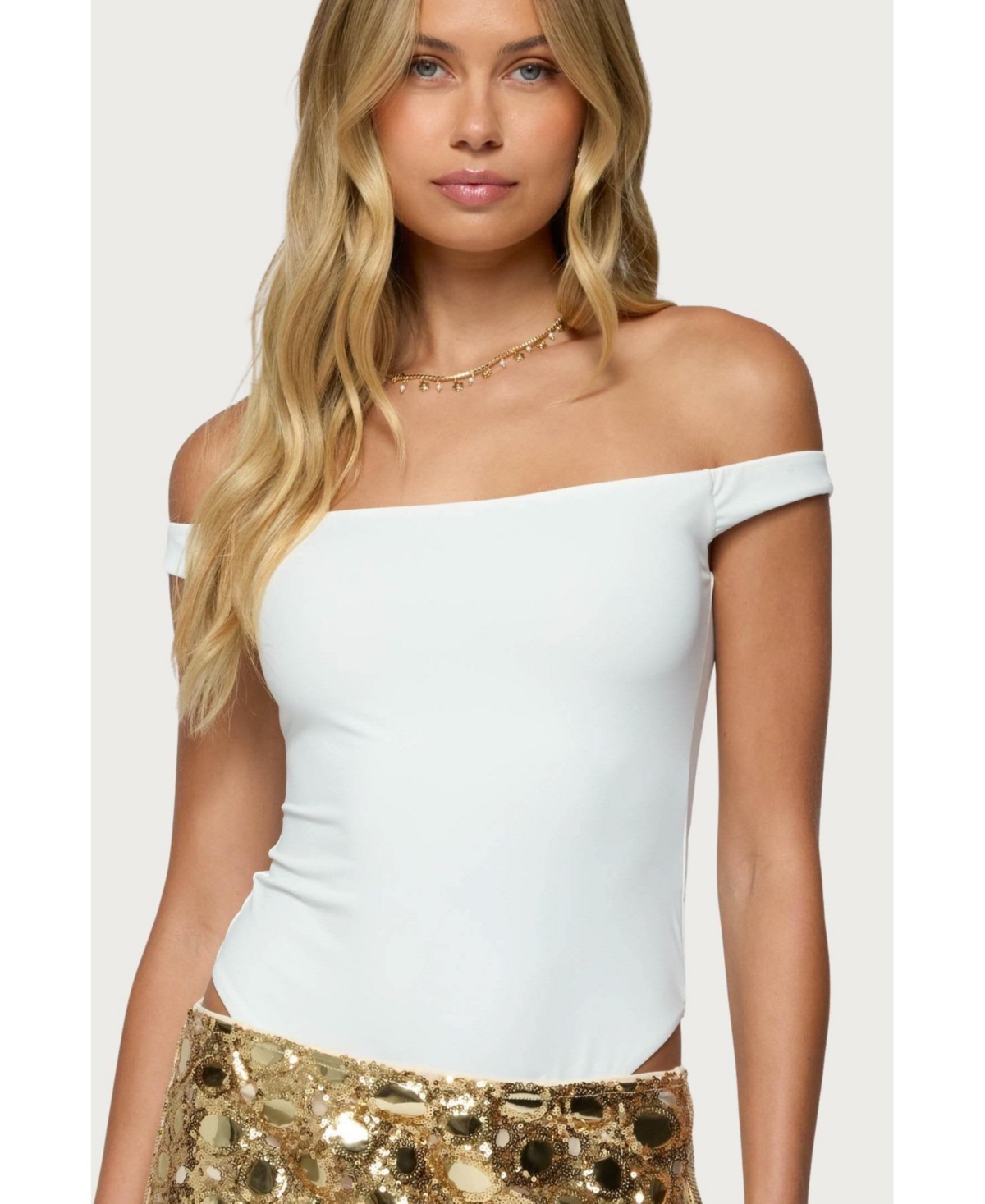 Click here for Edikted Womens Bryony Off Shoulder Bodysuit - Whit... prices