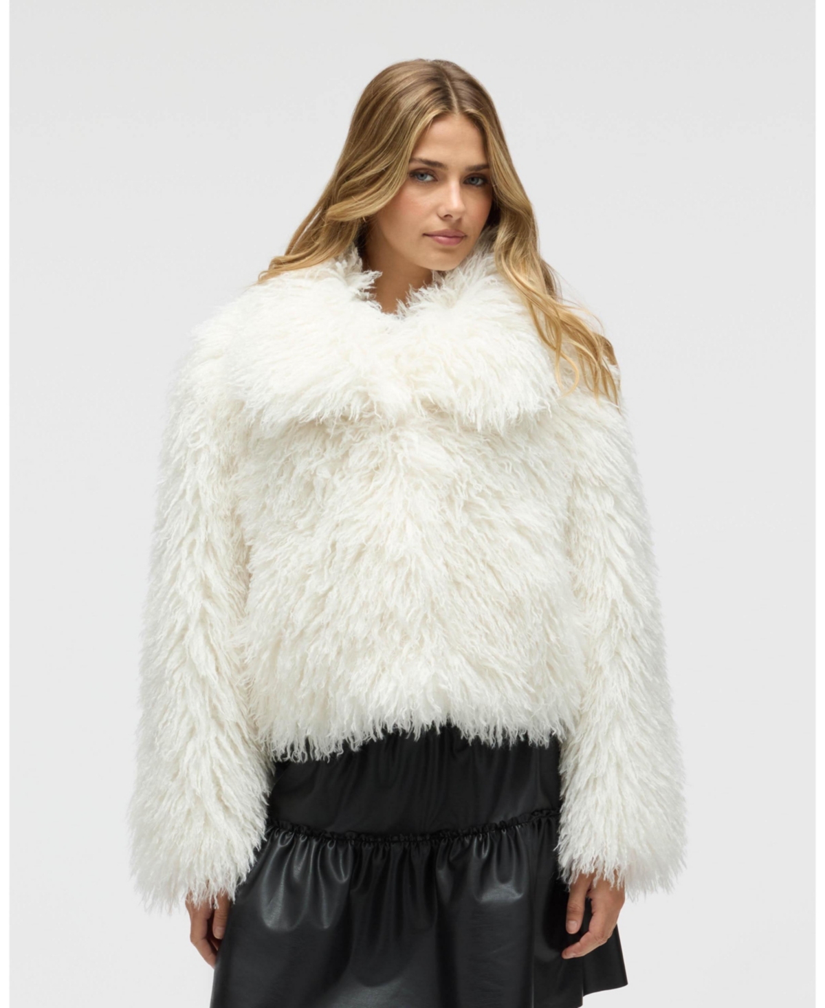 Click here for Nvlt Womens Long Hair Luxious Faux Fur Jacket - Iv... prices