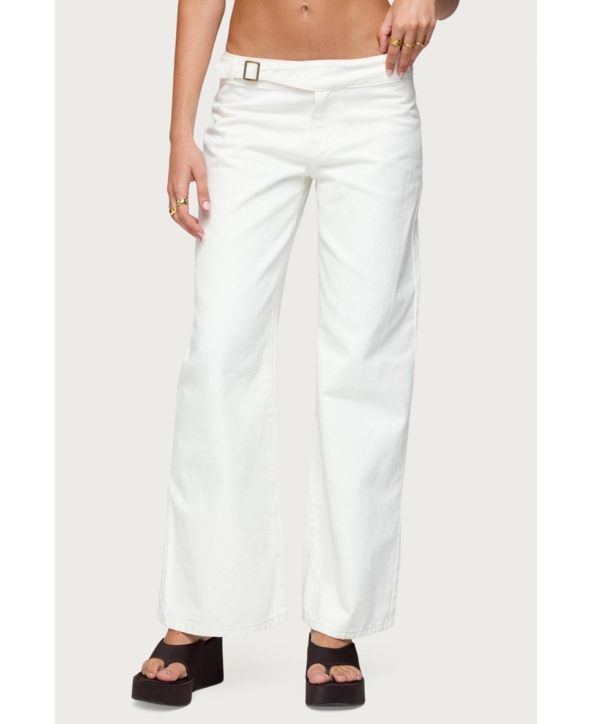 Click here for Edikted Womens Buckle Low Rise Straight Leg Pants... prices