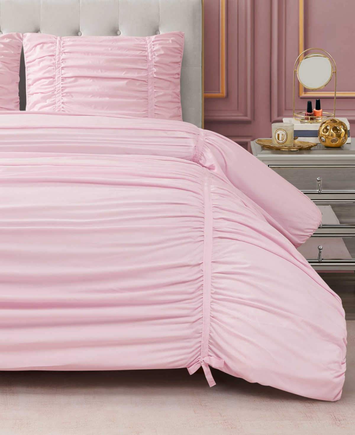 Click here for Juicy Couture Ribbon Ruched 3-Pc. Comforter Set  K... prices