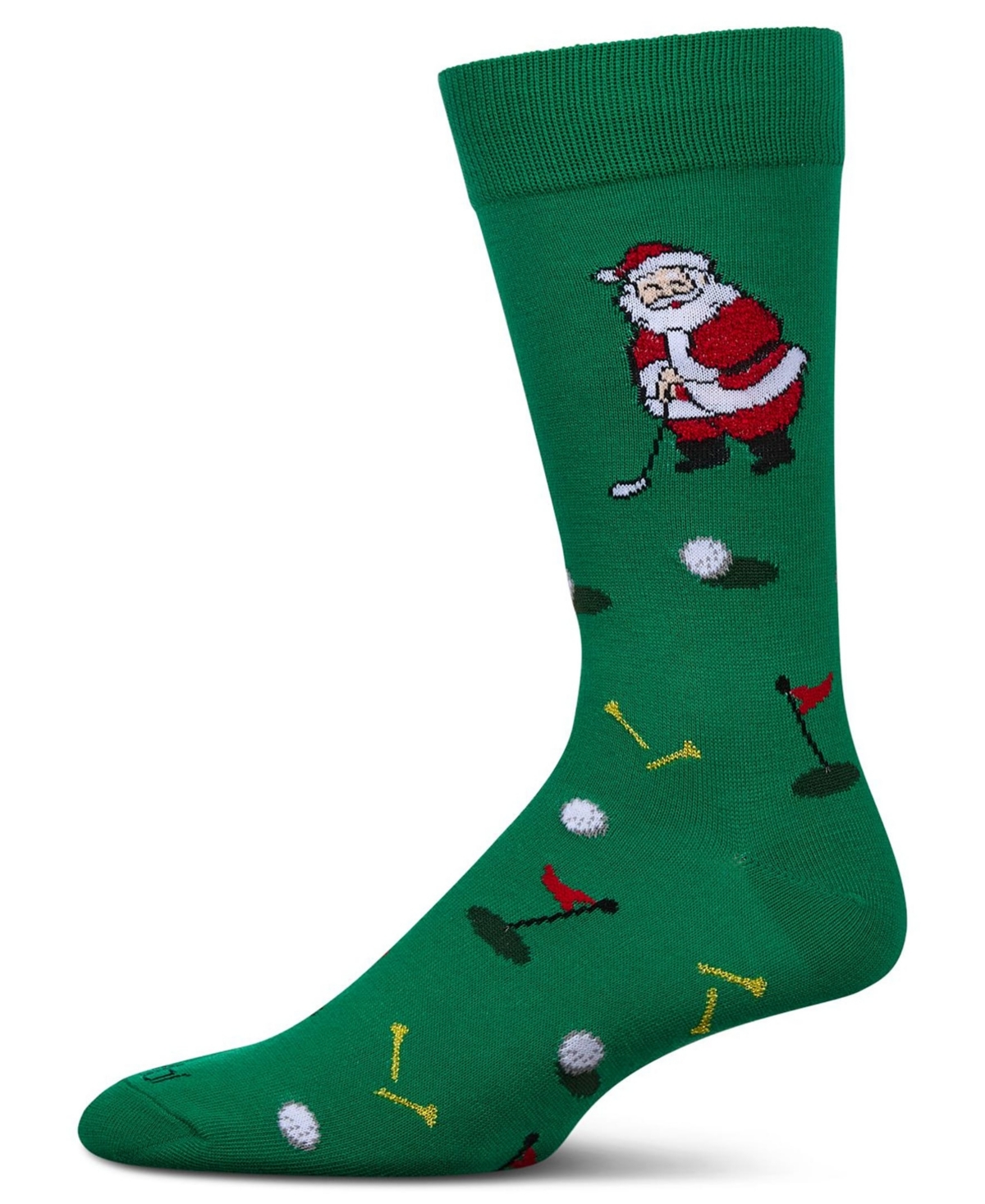 Click here for MeMoi Mens Golfer Santa Holiday Crew Socks - Green prices