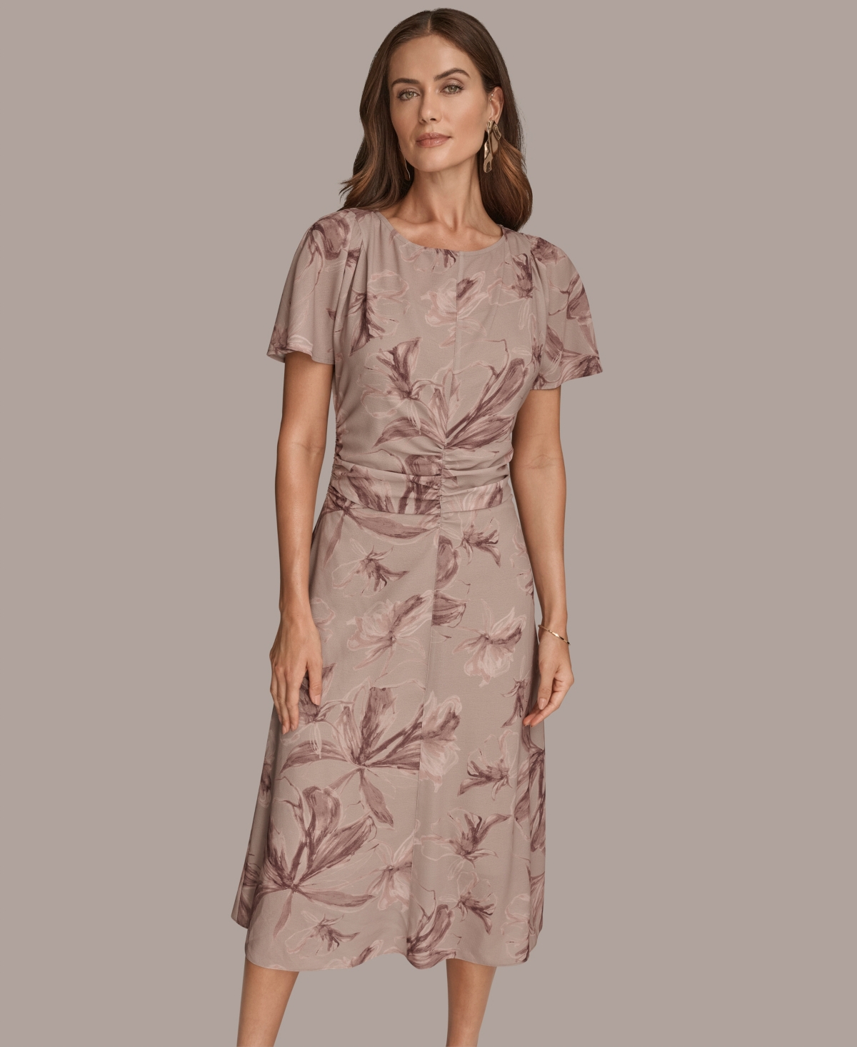 Click here for Donna Karan New York Womens Printed Ruched Dress -... prices
