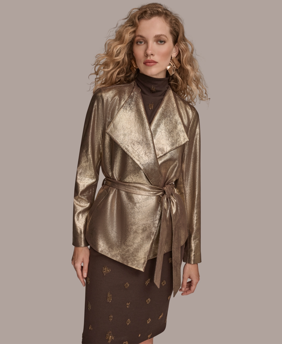 Click here for Donna Karan New York Womens Metallic Faux Leather... prices