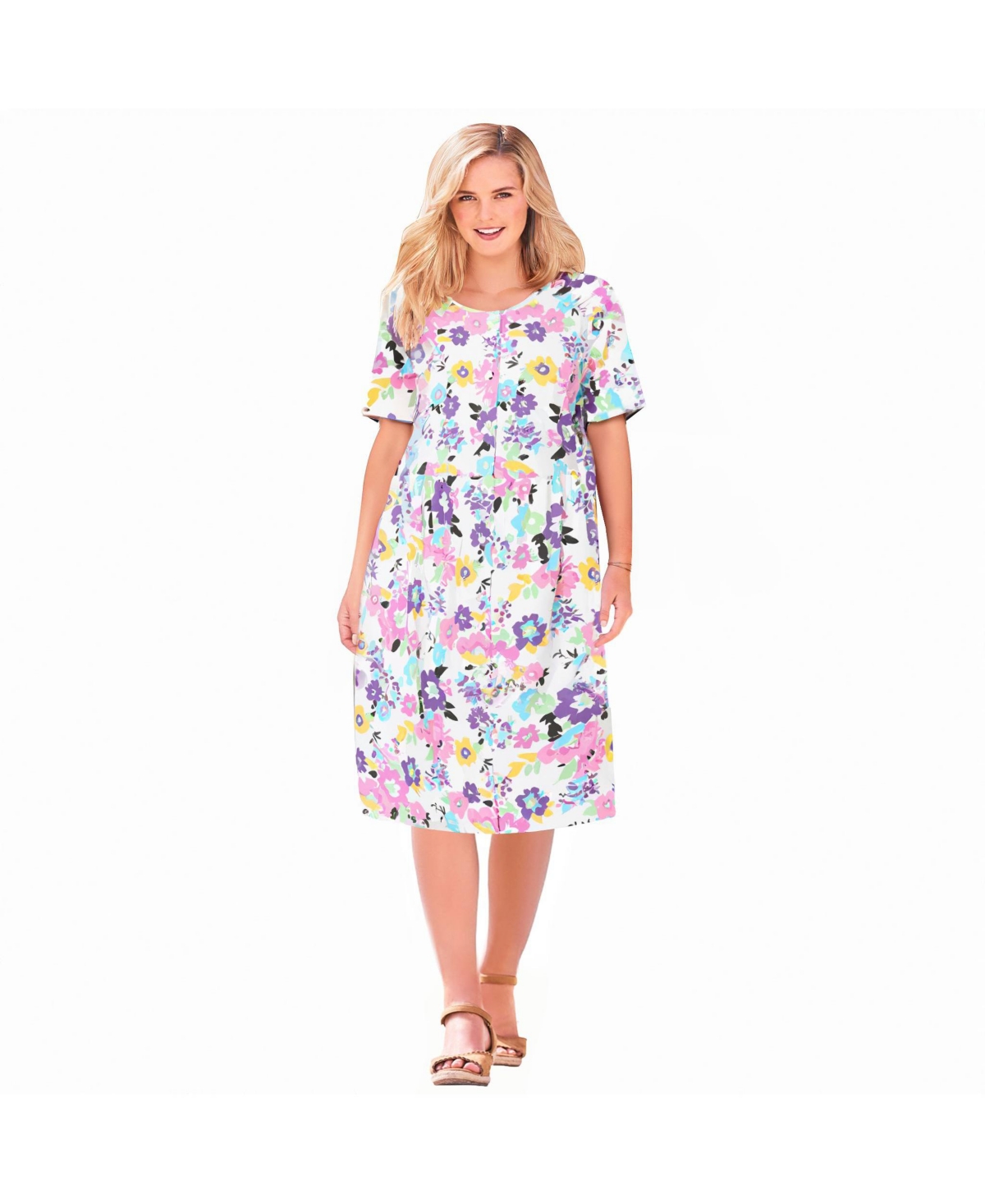 Click here for Woman Within Womens Within Button-Front Short Esse... prices