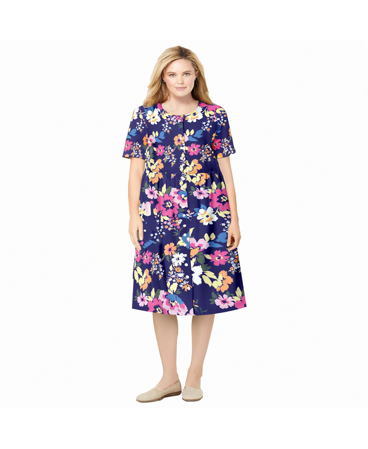 Click here for Woman Within Womens Within Button-Front Short Esse... prices