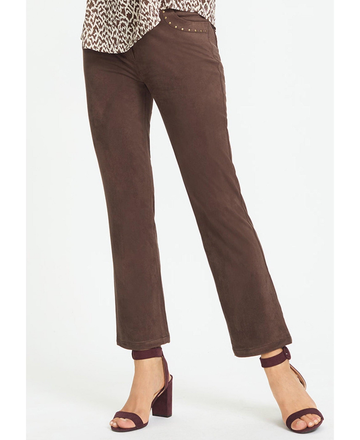 Click here for Olsen Womens Mona Fit Straight Leg Faux Suede Trou... prices