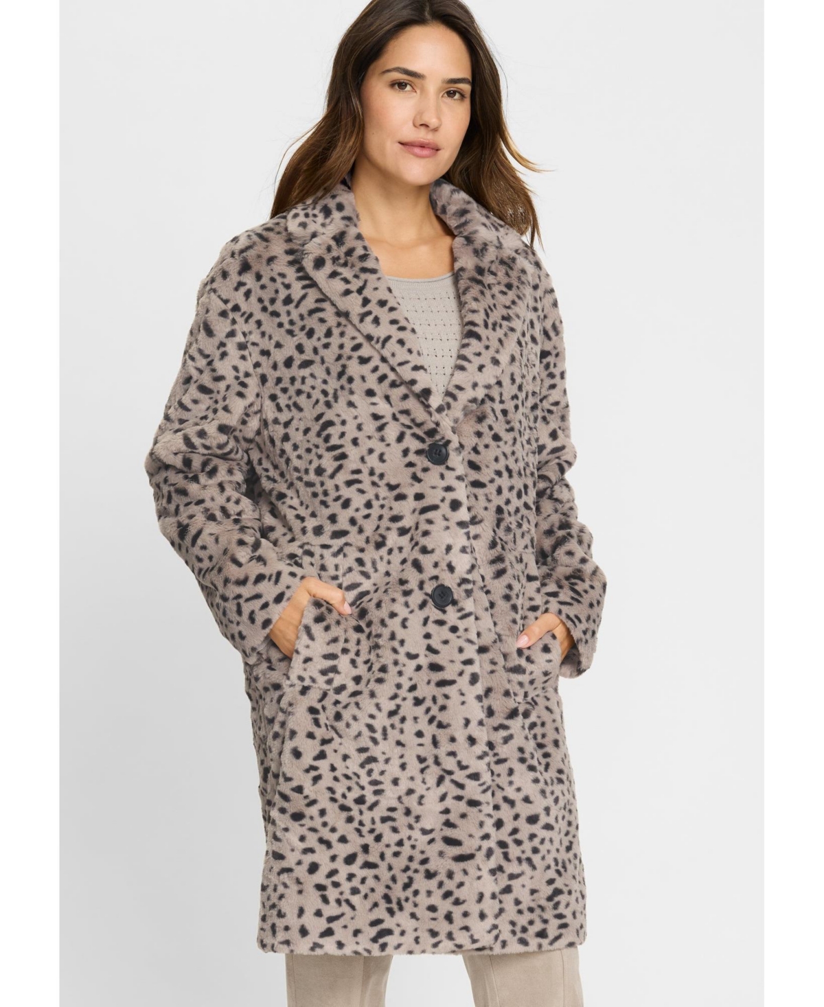 Click here for Olsen Womens Faux Fur Coat - Dark taupe prices