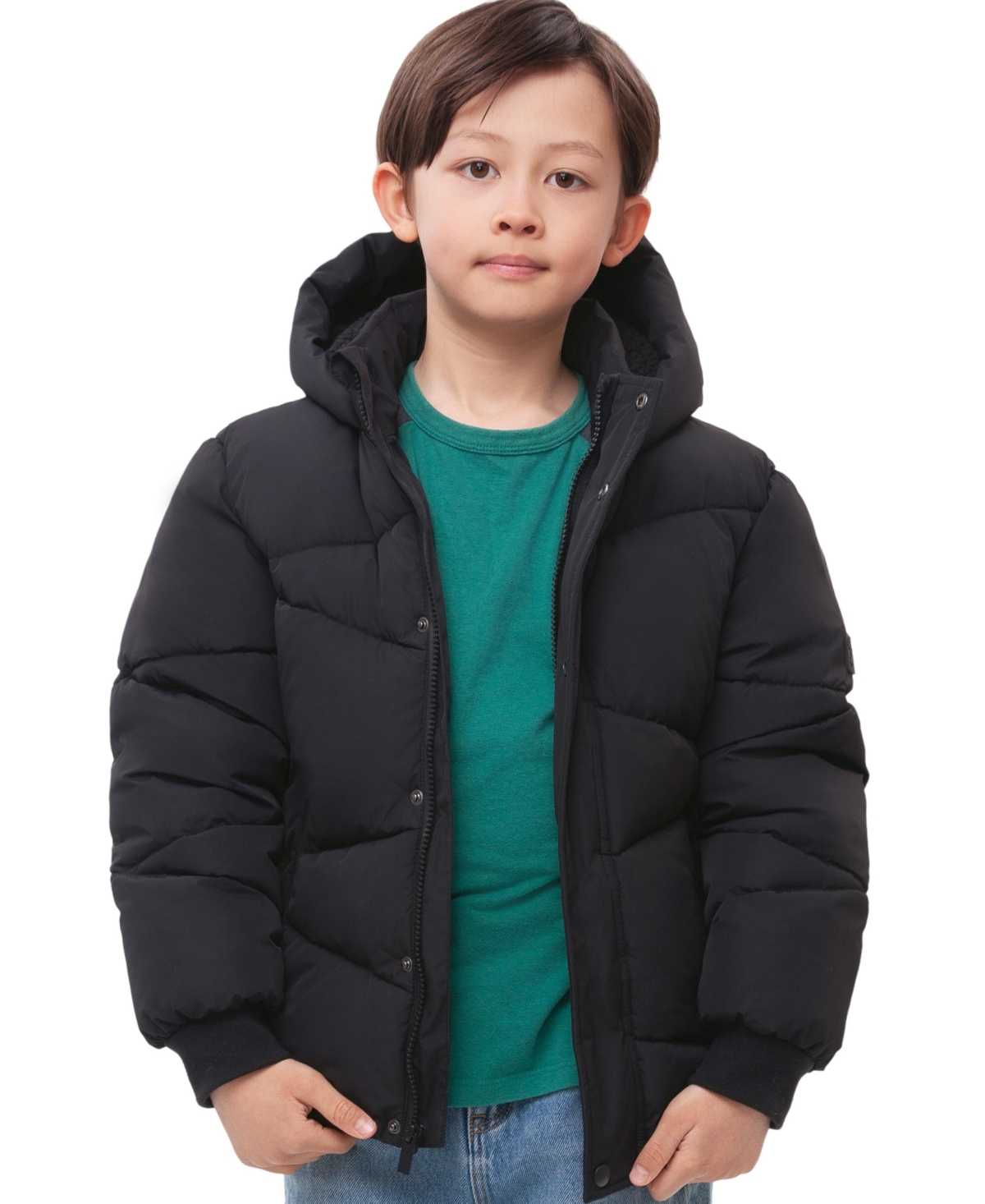 Click here for Rokka&Rolla Boys Cozy Grid Puffer Jacket - Black prices