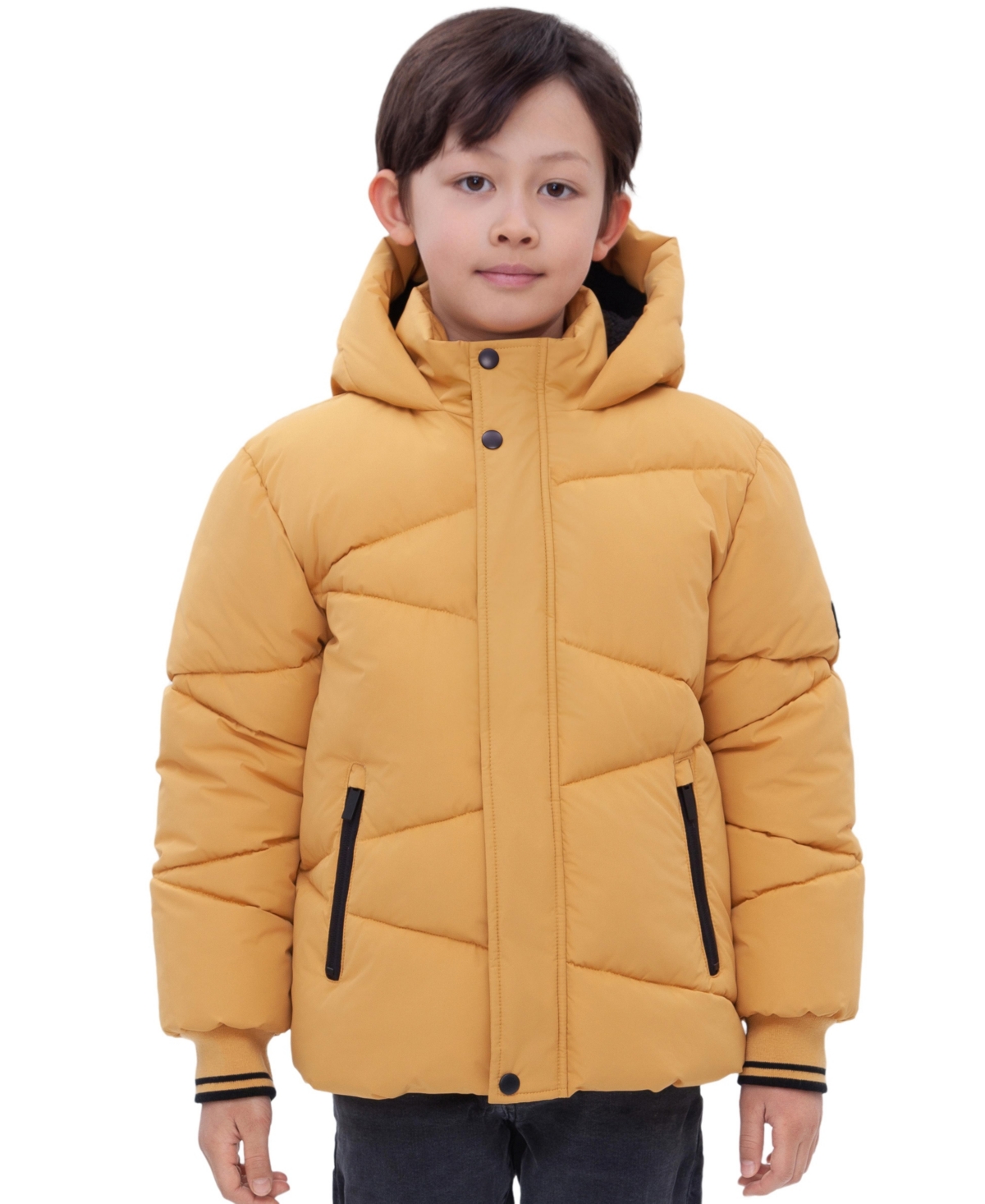 Click here for Rokka&Rolla Boys Cozy Grid Puffer Jacket - Amber y... prices