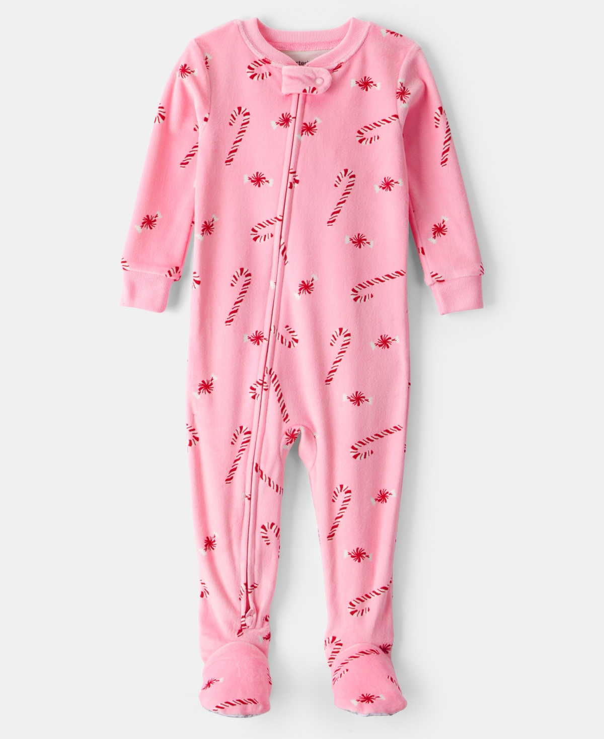 Click here for Carters Baby Girls Peppermint Print Velour Long Sl... prices