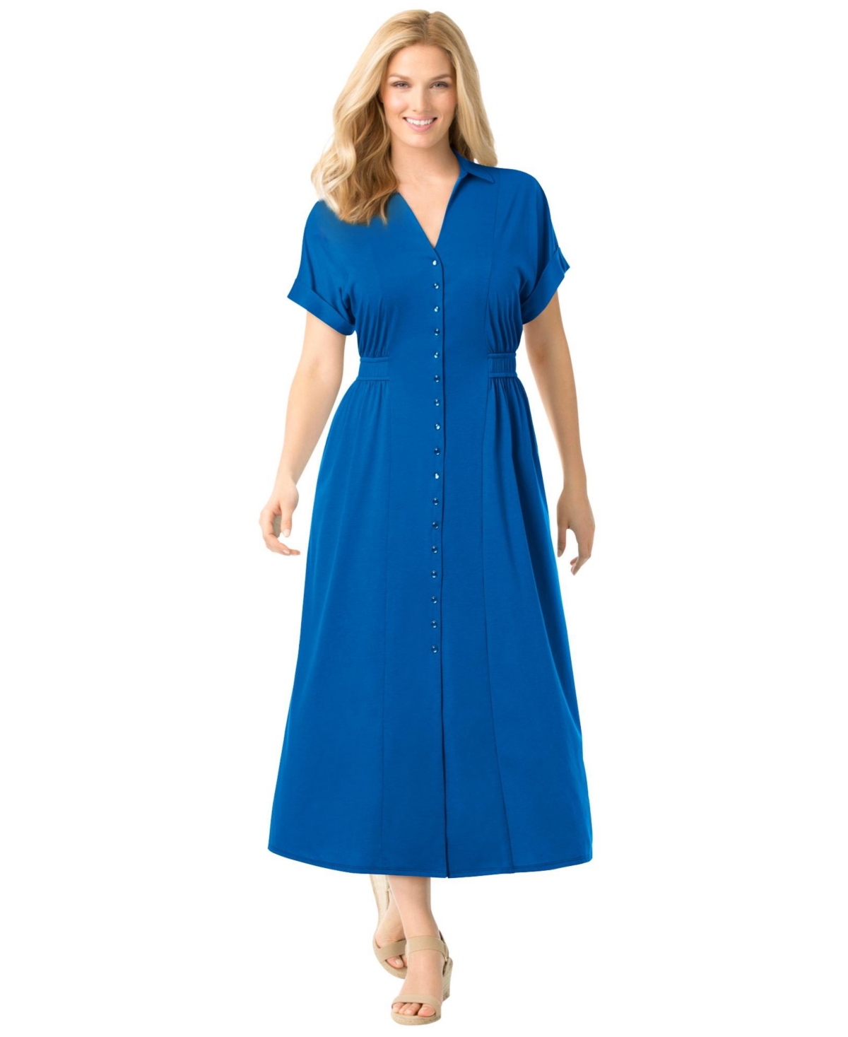 Click here for Woman Within Plus Size Within Snap-Front Dress - D... prices