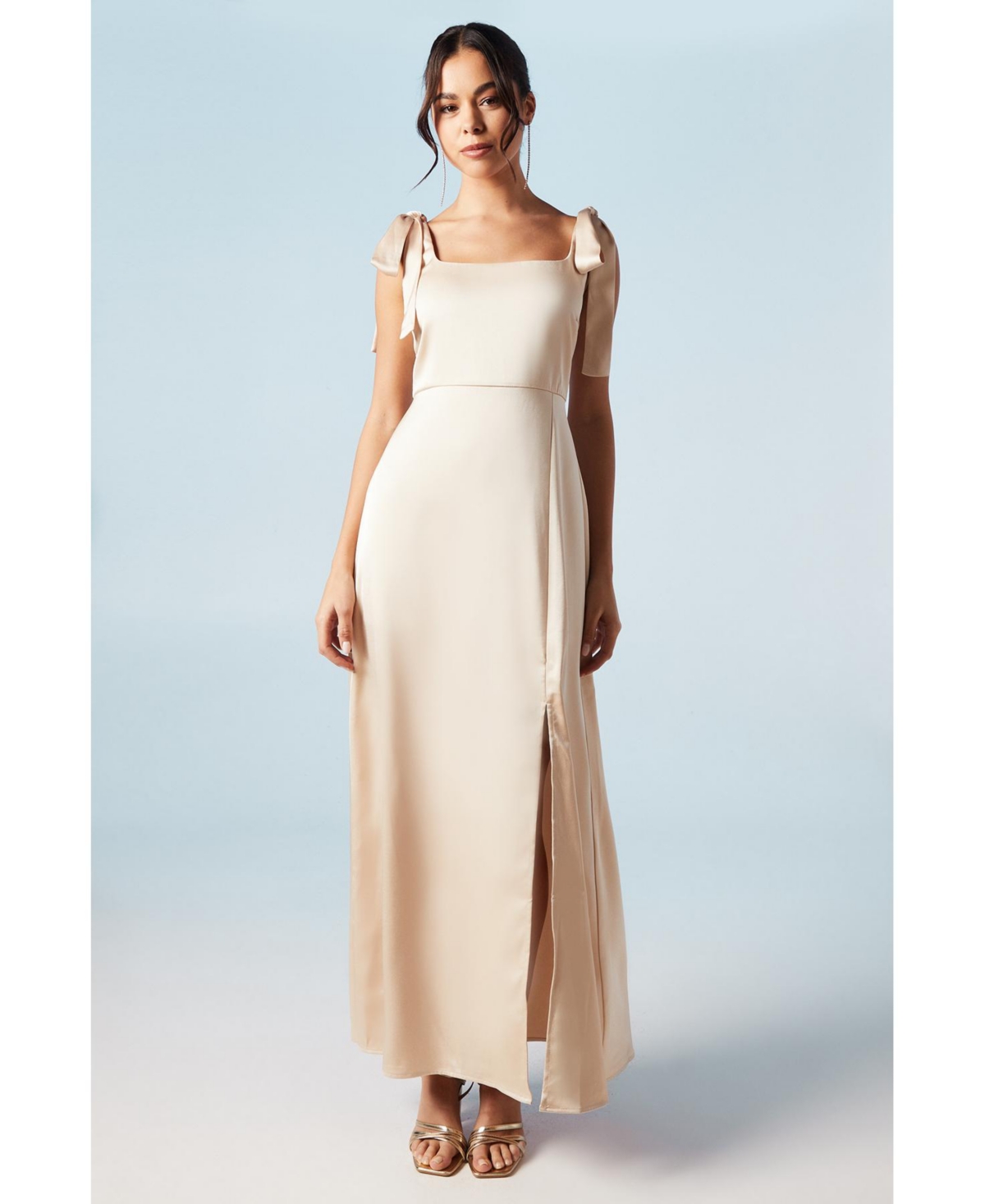 Click here for Oasis Womens Satin Midi Bridesmaid Dress - Champag... prices