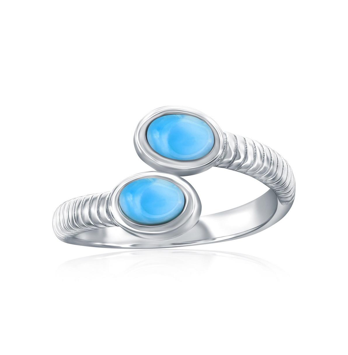 Click here for Sterling Silver  Oval Larimar  Overlapping Lined R... prices