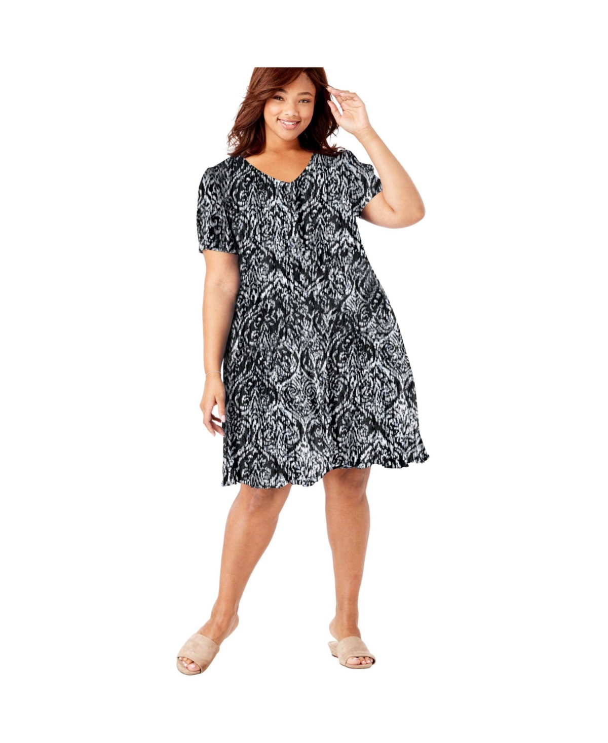 Click here for Woman Within Plus Size Within Short Crinkle Dress... prices