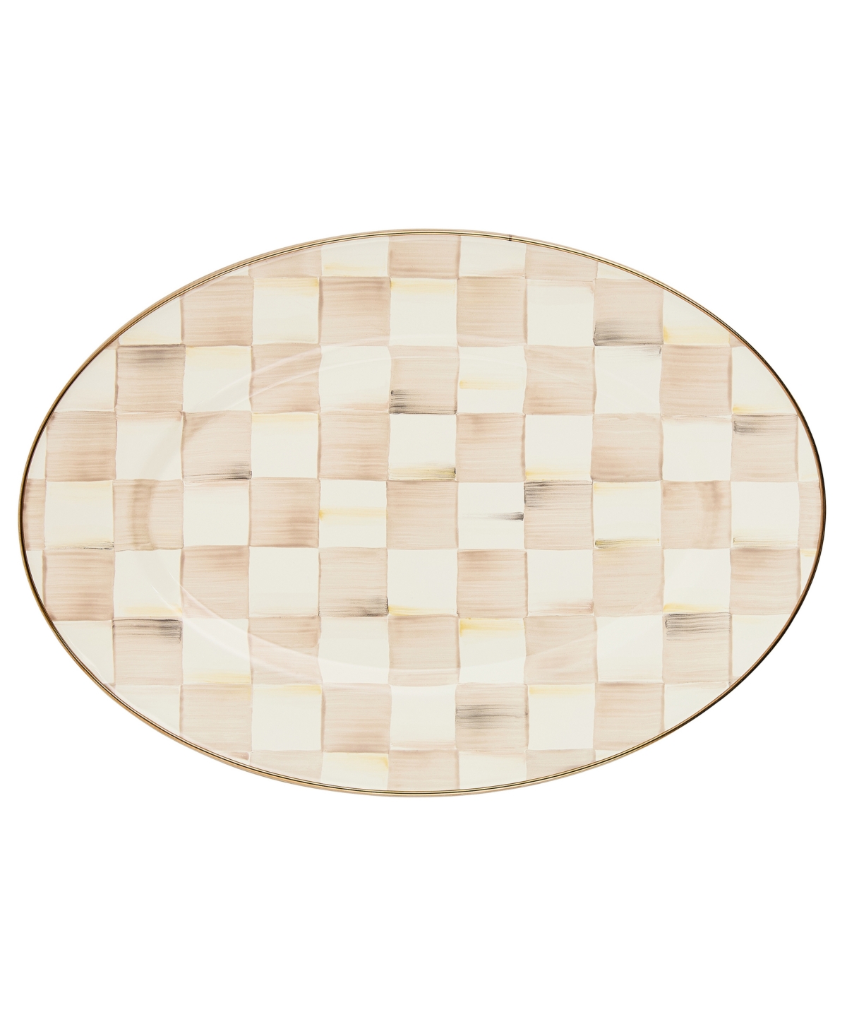 MacKenzie-Childs Mocha Check Small Oval Platter - Multi