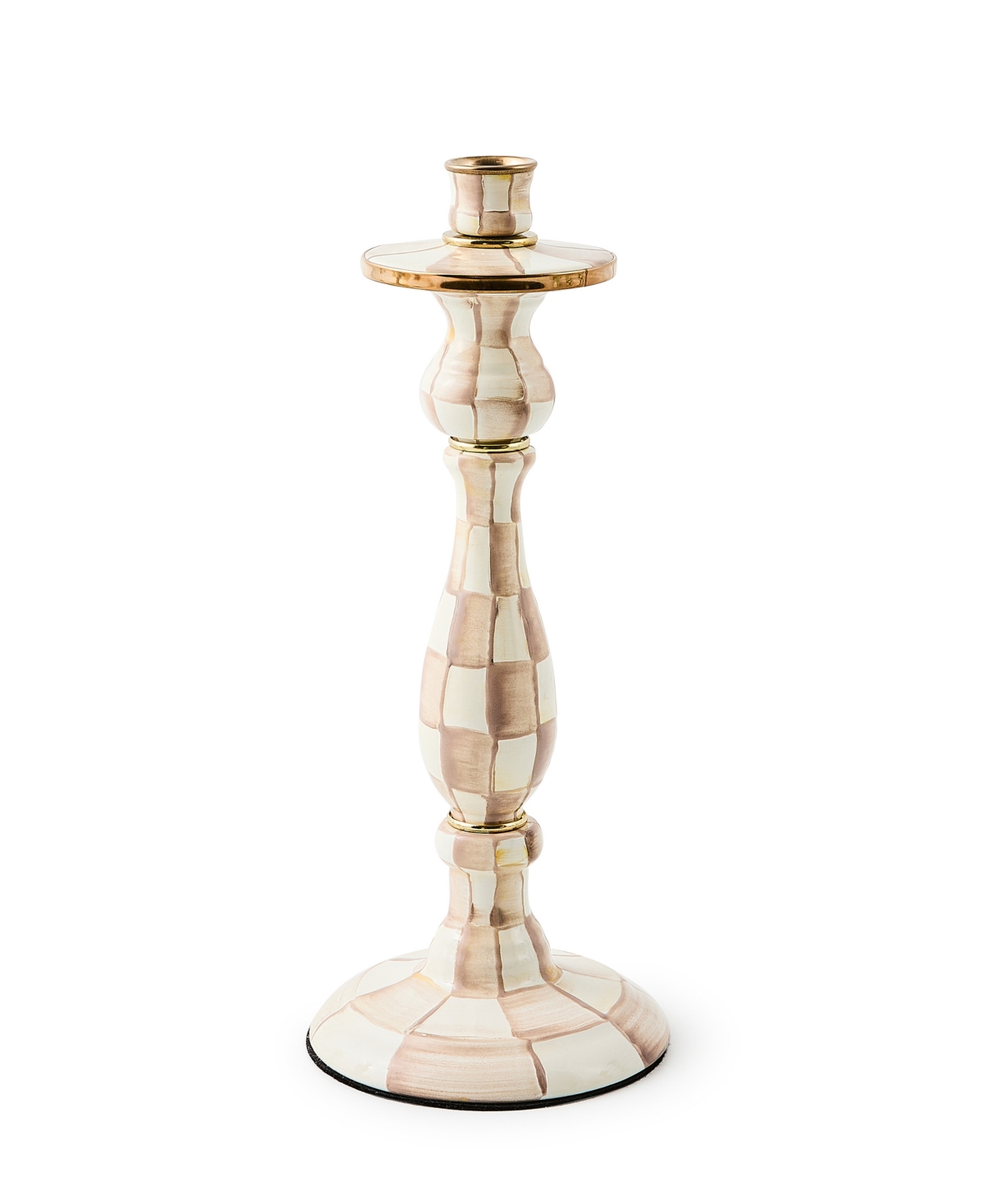 Click here for MacKenzie-Childs Mocha Check Large Candlestick - M... prices