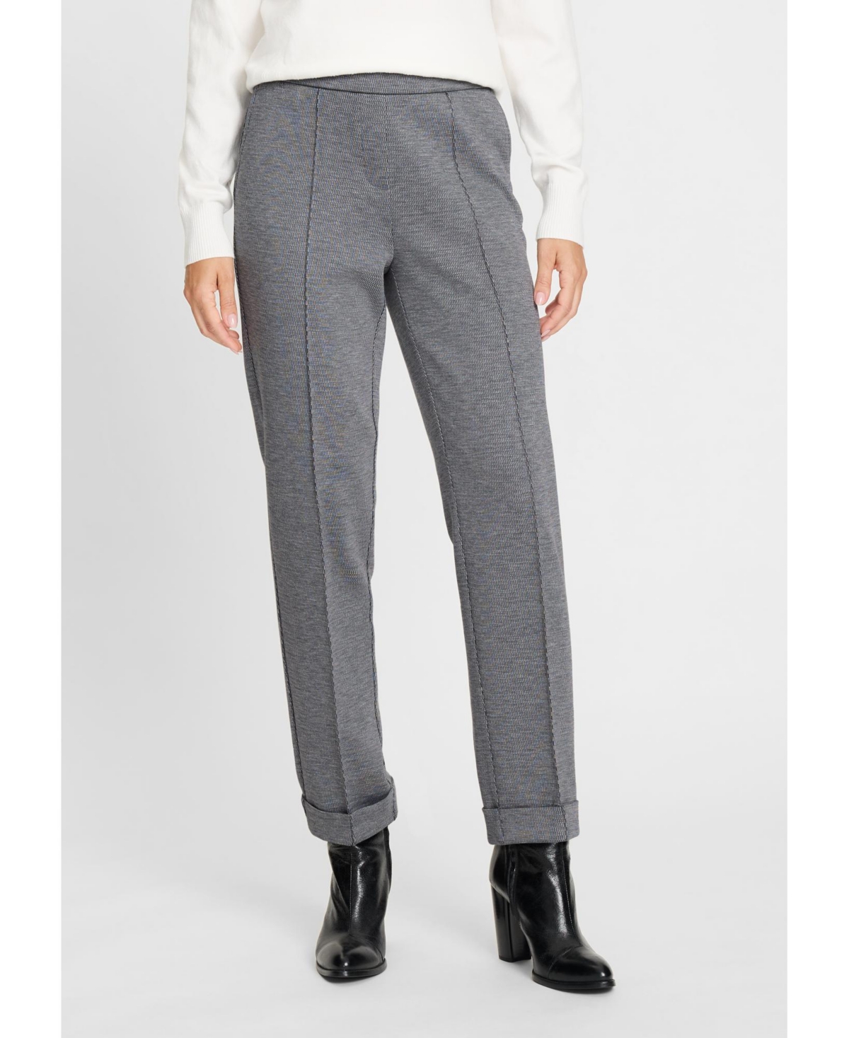 Click here for Olsen Lisa Fit Micro Pattern Cropped Pant - Grey s... prices