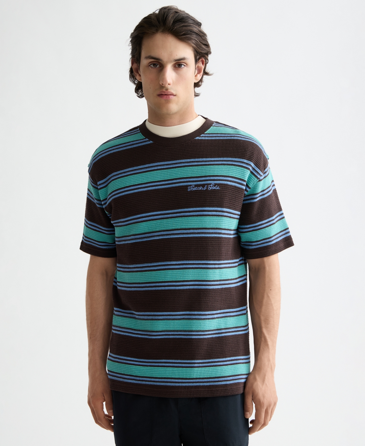 Click here for Scotch & Soda Mens Waffle Stripe Short Sleeve T-Sh... prices