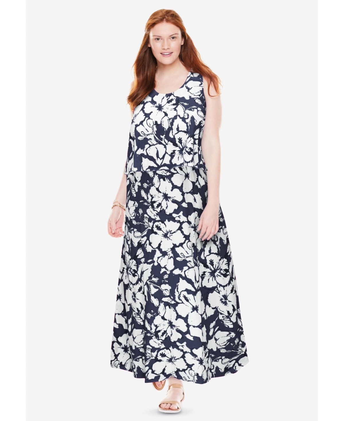 Click here for Woman Within Plus Size Within Layered Popover Maxi... prices