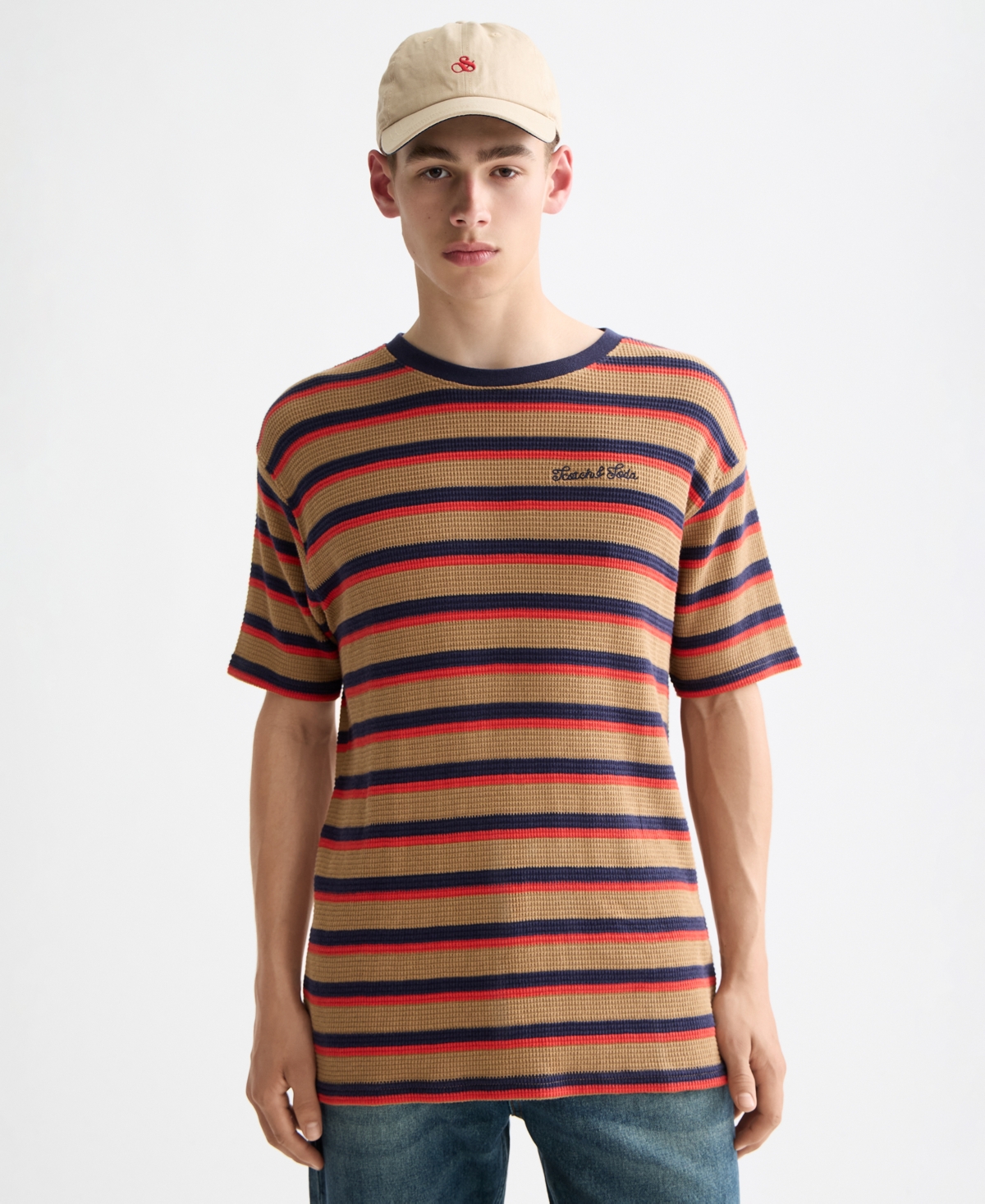 Click here for Scotch & Soda Mens Waffle Stripe Short Sleeve T-Sh... prices