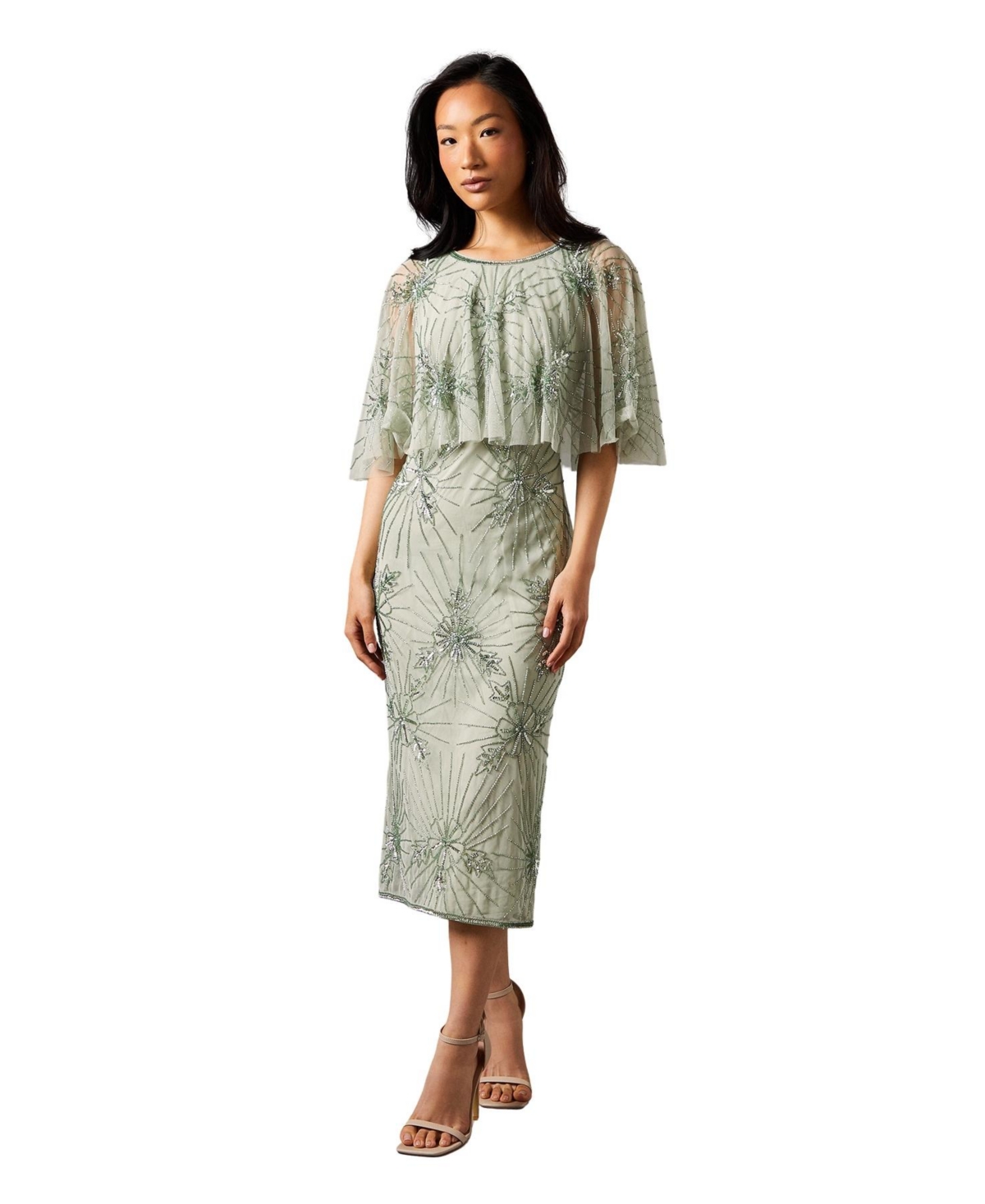 Click here for Coast Womens Floral Embellished Cape Midi Dress -... prices
