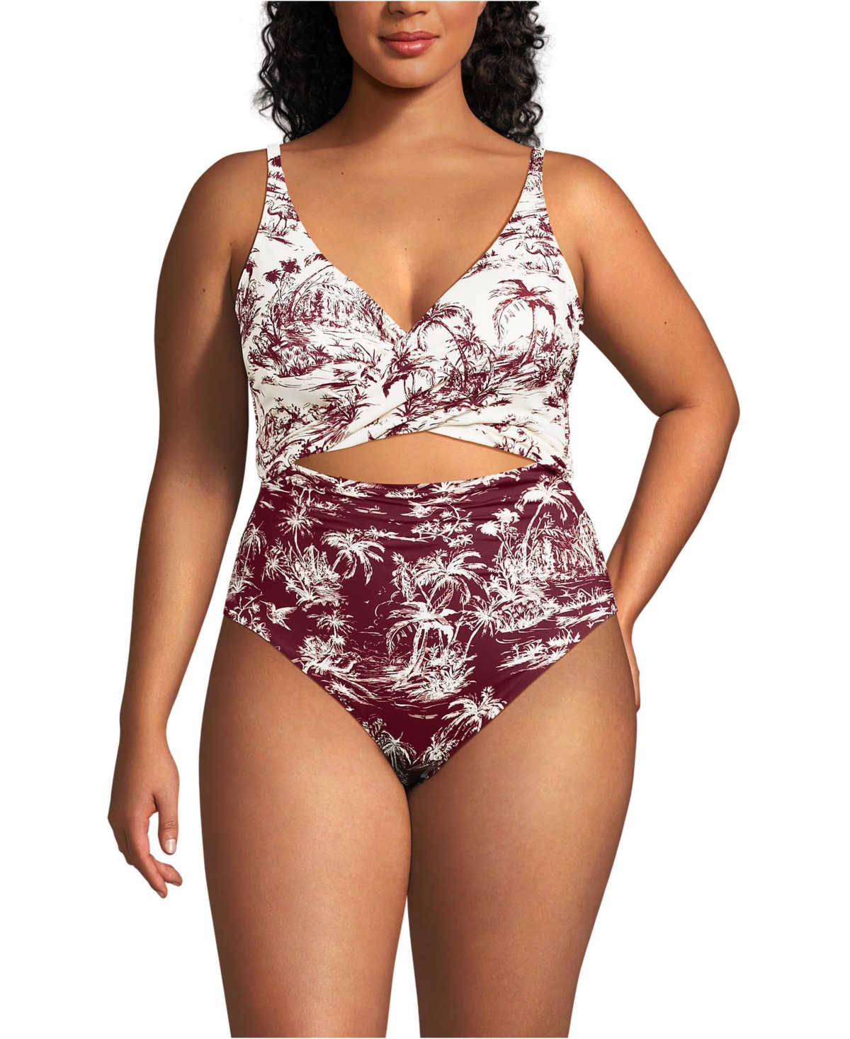 Click here for Lands End Womens Plus Size Wrap Monokini High Leg... prices