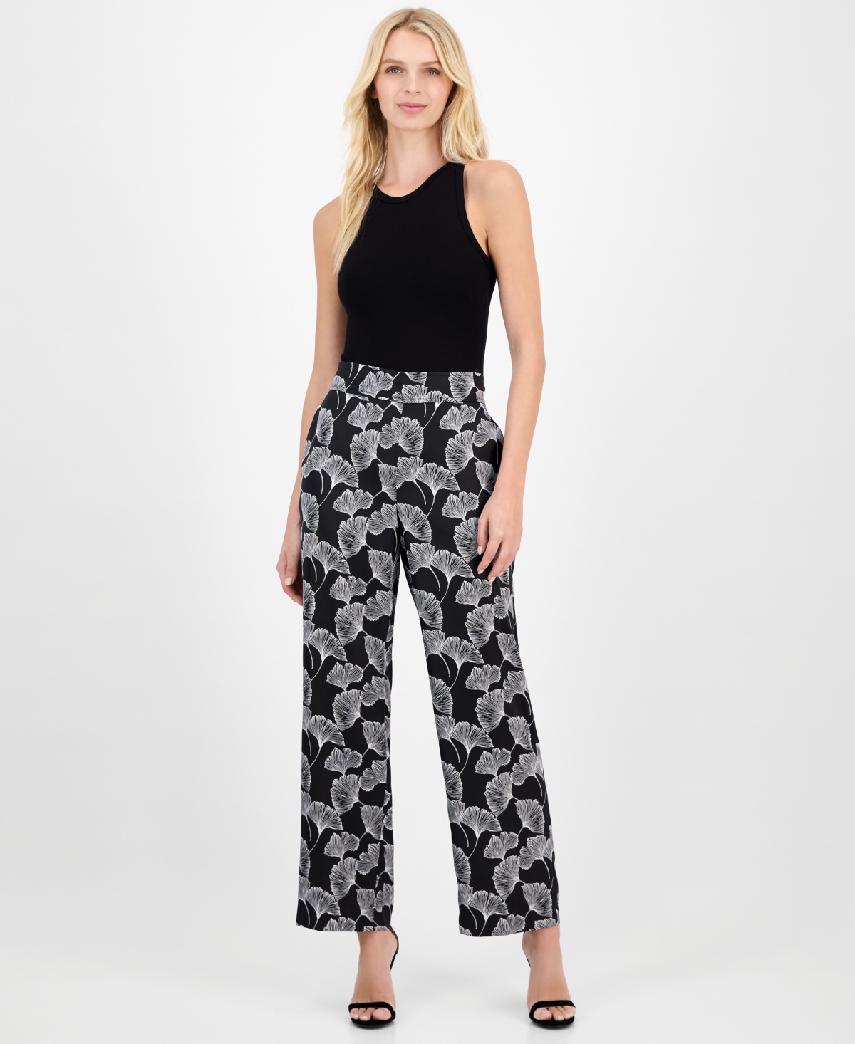 Click here for Anne Klein Womens Printed Pull-On Wide-Leg Pants -... prices