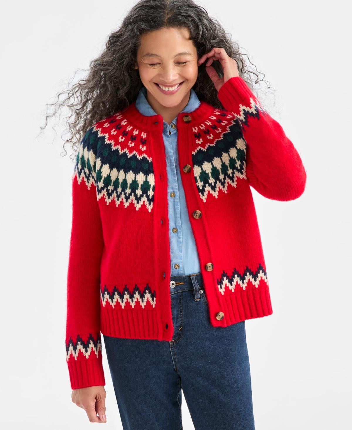 Click here for Style & Co Womens Fair Isle Cardigan  Macys Exclus... prices