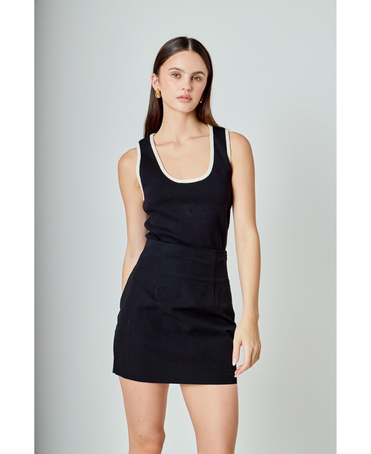 Click here for endless rose Womens Braided knit Top - Black/white prices