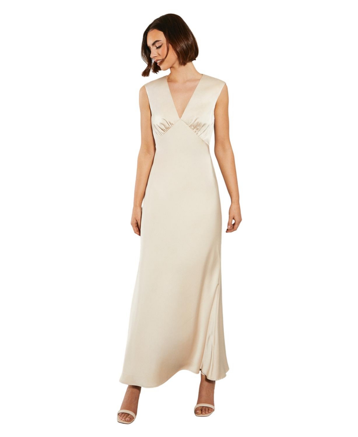Click here for Oasis Womens Satin Maxi Bridesmaid Dress - Champag... prices