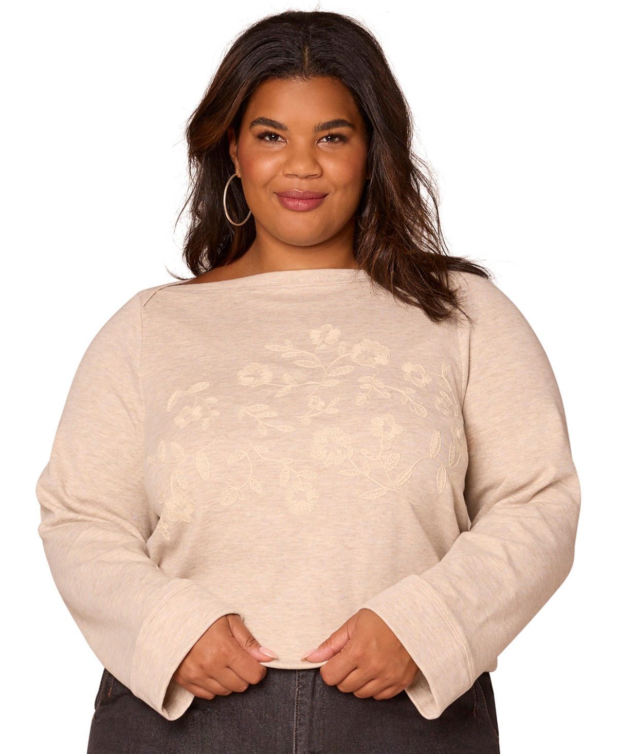 Click here for Democracy Plus Size Bell Sleeve Boat Neck Top - He... prices