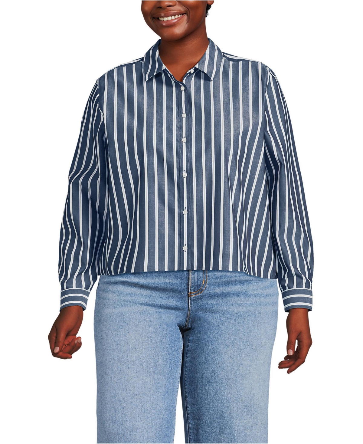 Click here for Lands End Womens Plus Size No Iron Boxy Cropped Sh... prices