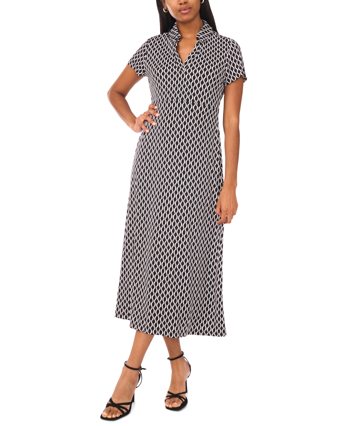 Click here for Msk Petite Short Sleeve Midi Dress - Blue prices