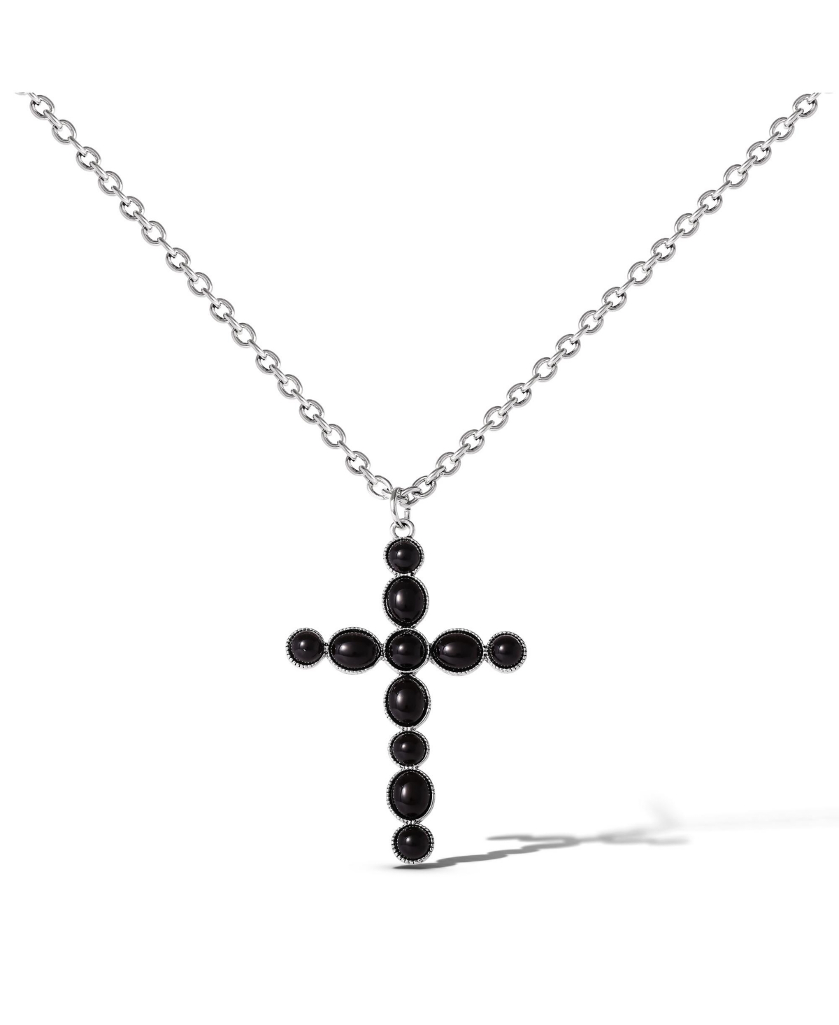 Click here for Jessica Simpson Ox Silver Black Cross Necklace - B... prices