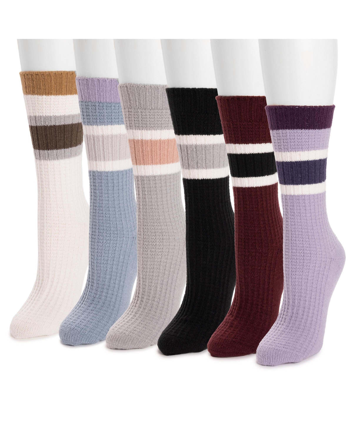Muk Luks Womens Microfiber Boot Socks (6 Pack) - Multi neps