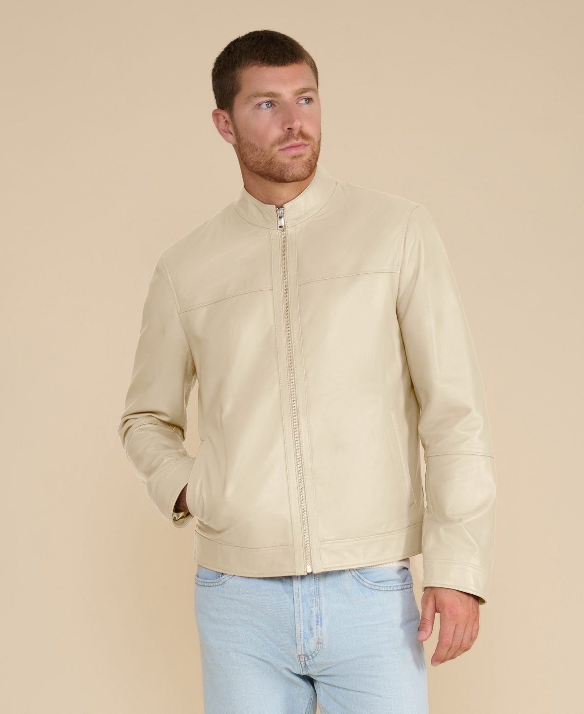 Click here for Furniq Uk Mens Leather Racer Jacket  Created for M... prices