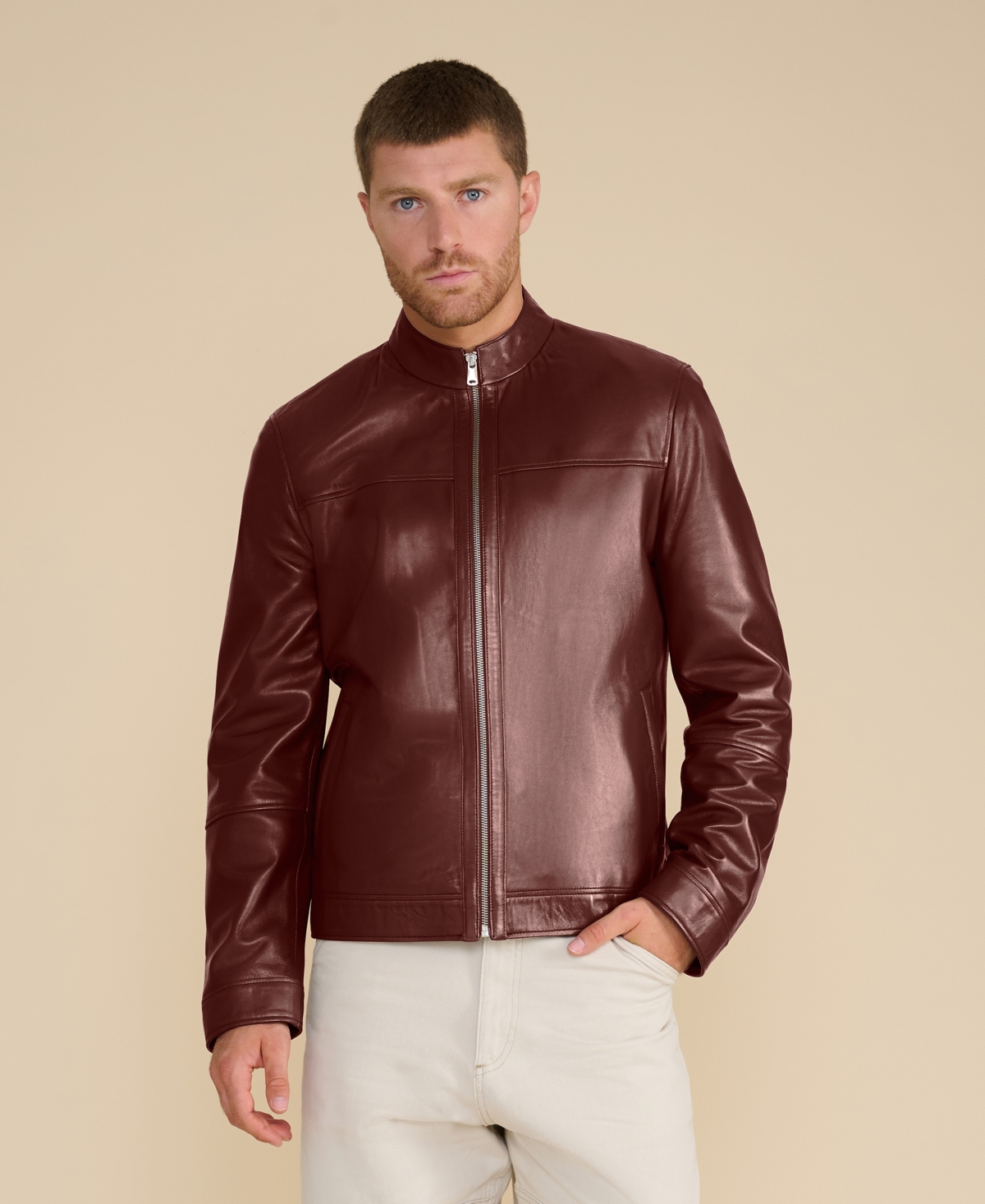 Click here for Furniq Uk Mens Leather Racer Jacket  Created for M... prices