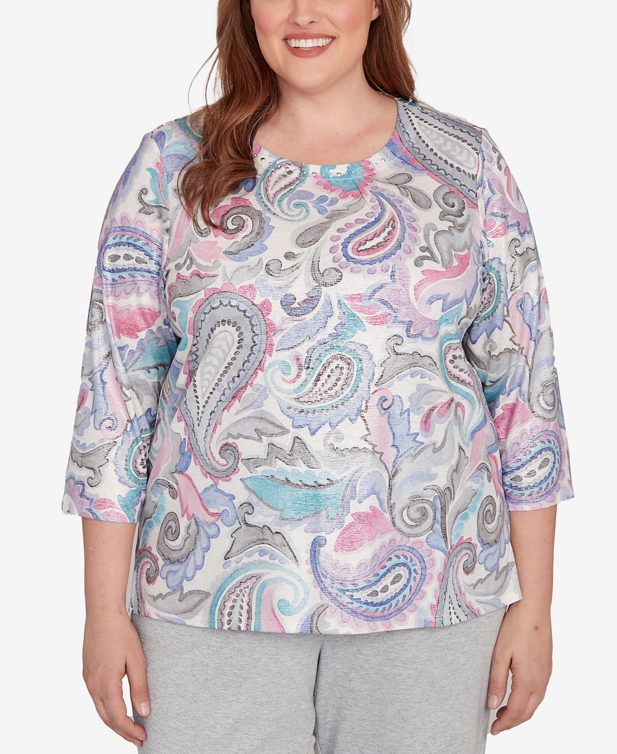 Click here for Alfred Dunner Plus Size Casual Vibe Pleated Paisle... prices