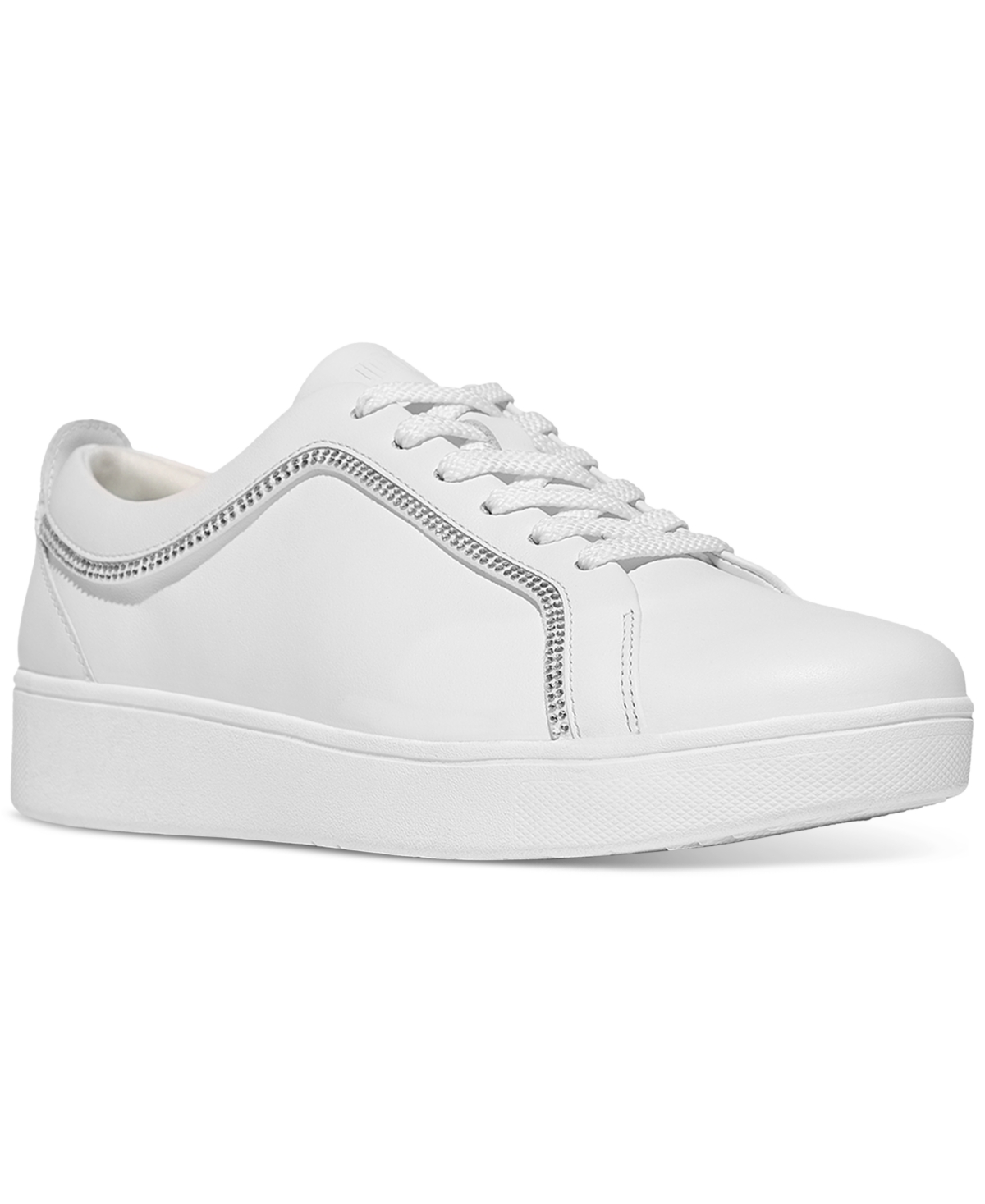 Click here for FitFlop Womens Rally Crystal-Trim Leather Sneakers... prices