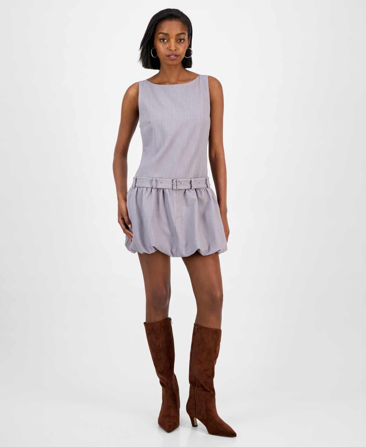 Click here for Bar Iii Womens Belted Bubble-Hem Minidress  Macys... prices
