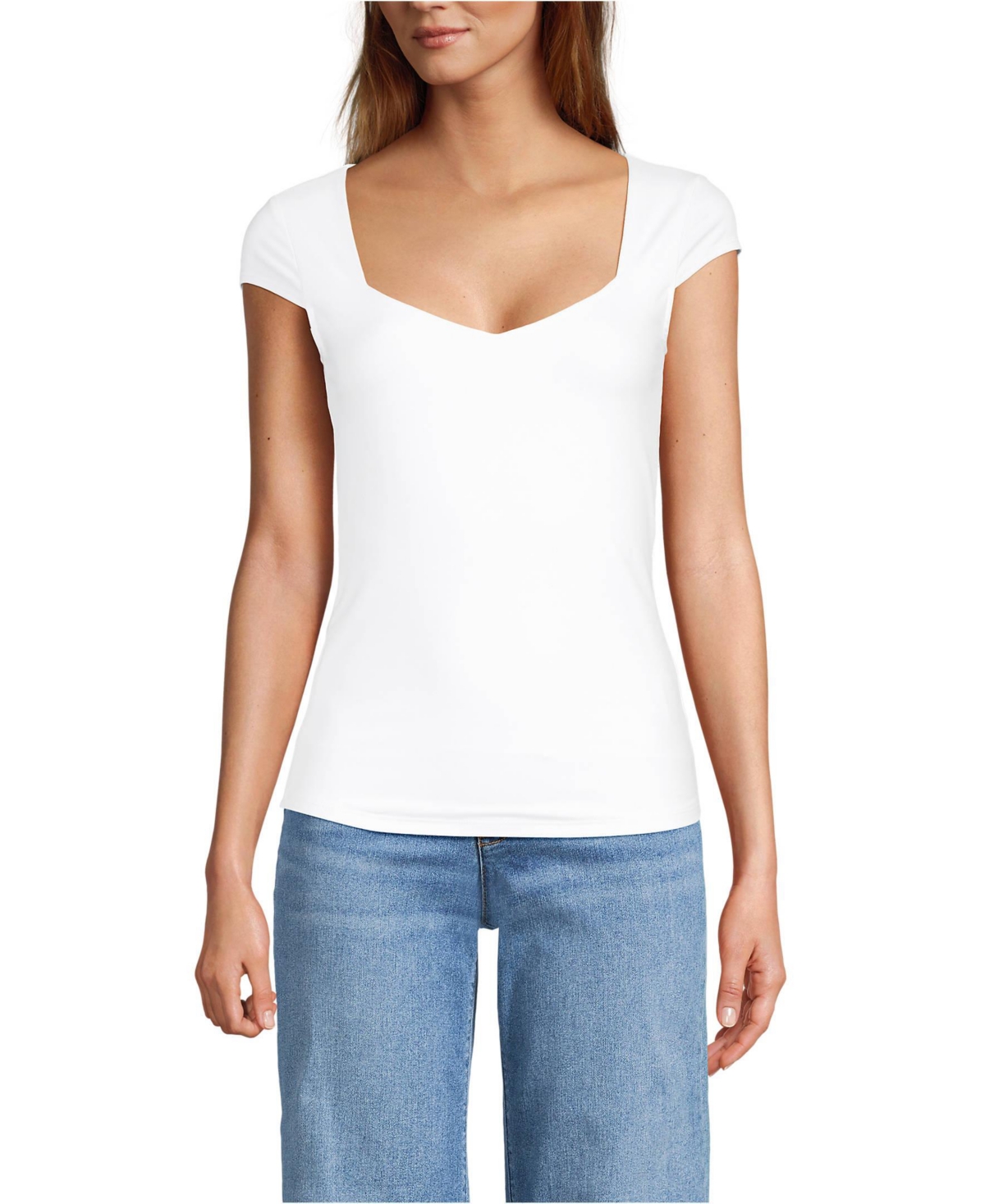 Click here for Lands End Womens Cap Sleeve Tugless Double Layer S... prices