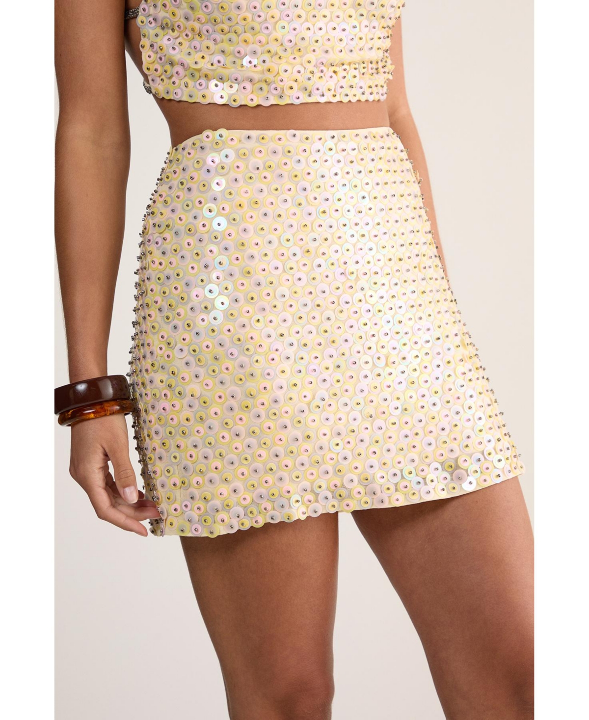 Click here for Nasty Gal Womens Studded Sequin Beaded Mini Skirt... prices